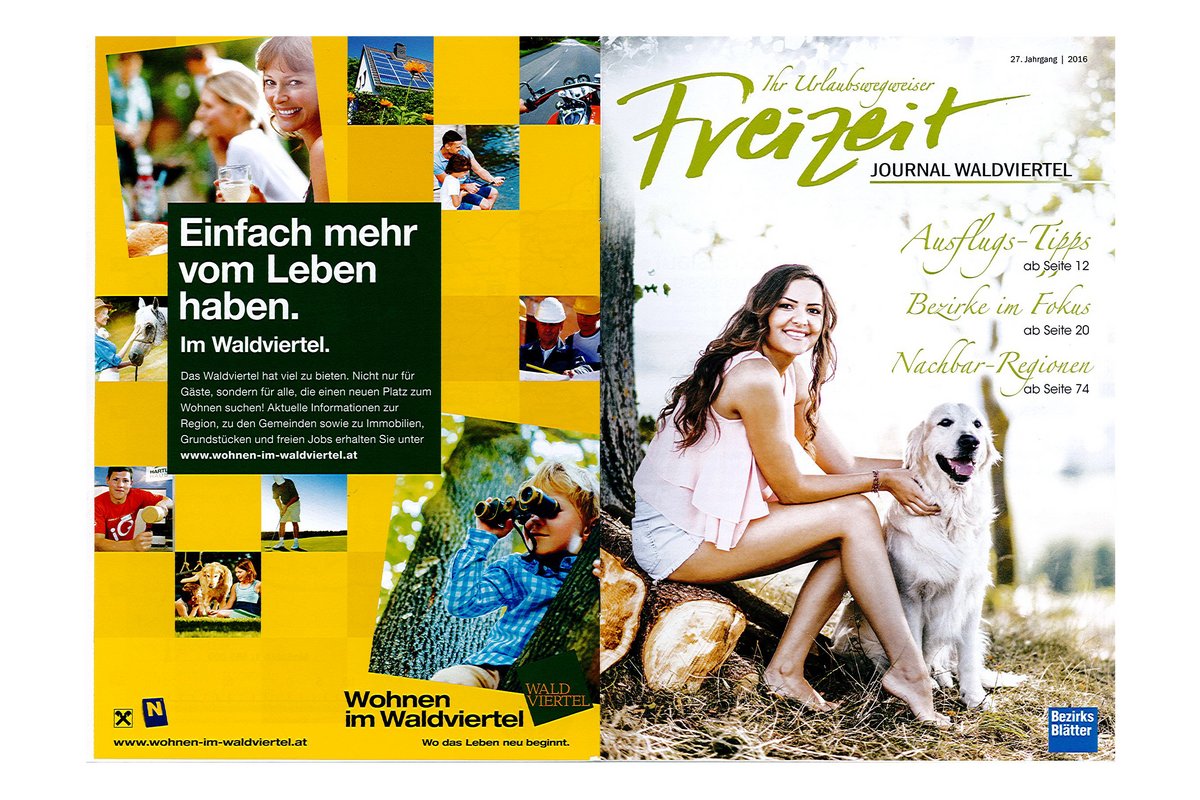 Inserat im Freizeitjournal 2016 | Wohnen im Waldviertel